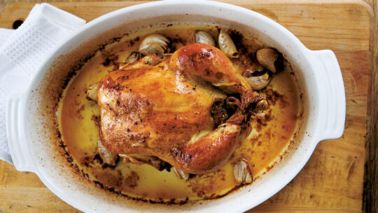 Recipe for Roasted Capon with Mushroom-Truffle Stuffing | PBS Food