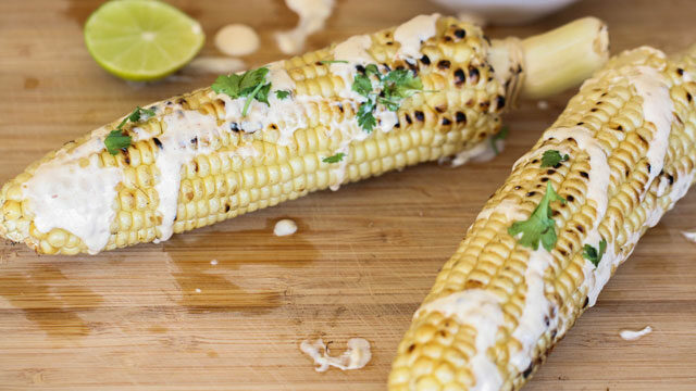 Grilled Corn Recipe with Poblano Lime Crema | PBS Food | PBS Food