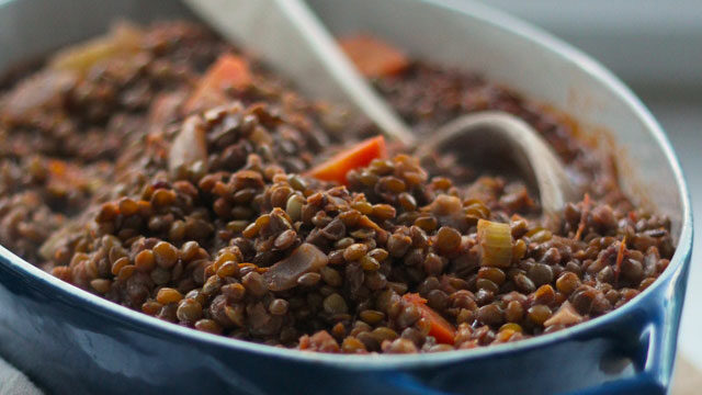 Lentils Stewed in Tomatoes and Red Wine Recipe | PBS Food | PBS Food