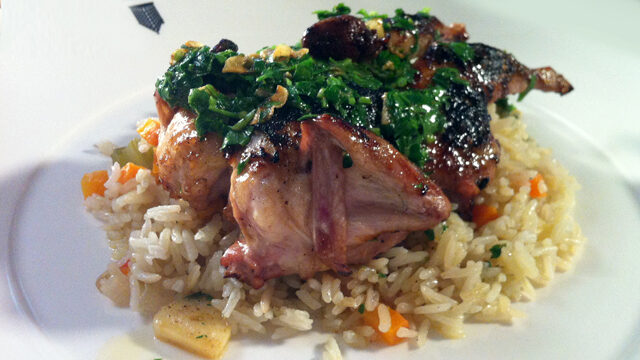 Grilled Quail with Garlic Butter and Ginger-Vegetable Rice… | PBS Food
