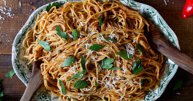 Roasted Red Pepper Pesto Recipe | PBS Food | PBS Food