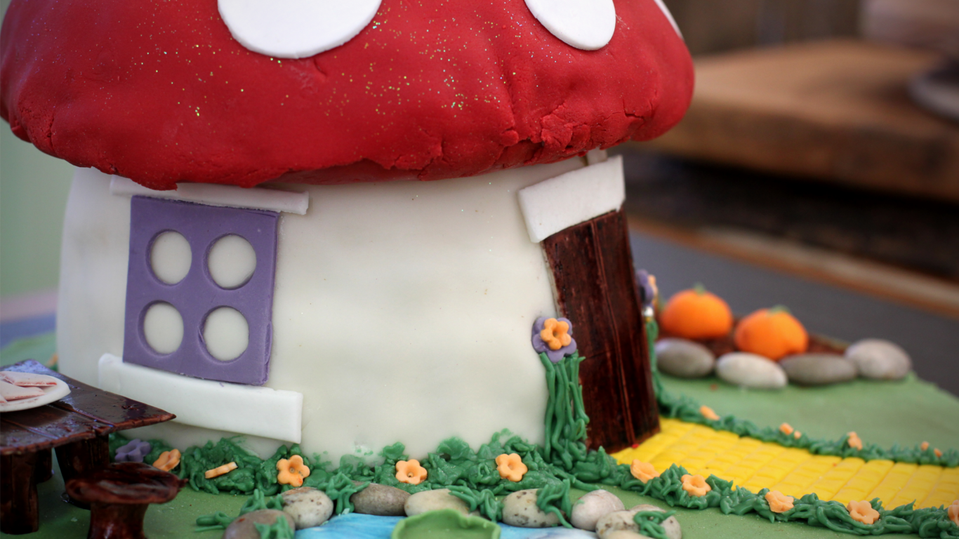 Toadstool House Novelty Cake | PBS Food