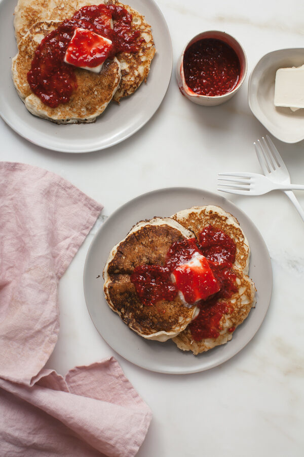 Ricotta Pancakes Recipe with Simmered Raspberries | PBS… | PBS Food