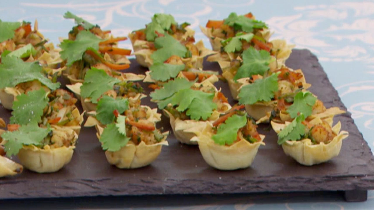 Chinese-Style Prawn Filo Tartlets | Great British Baking… | PBS Food