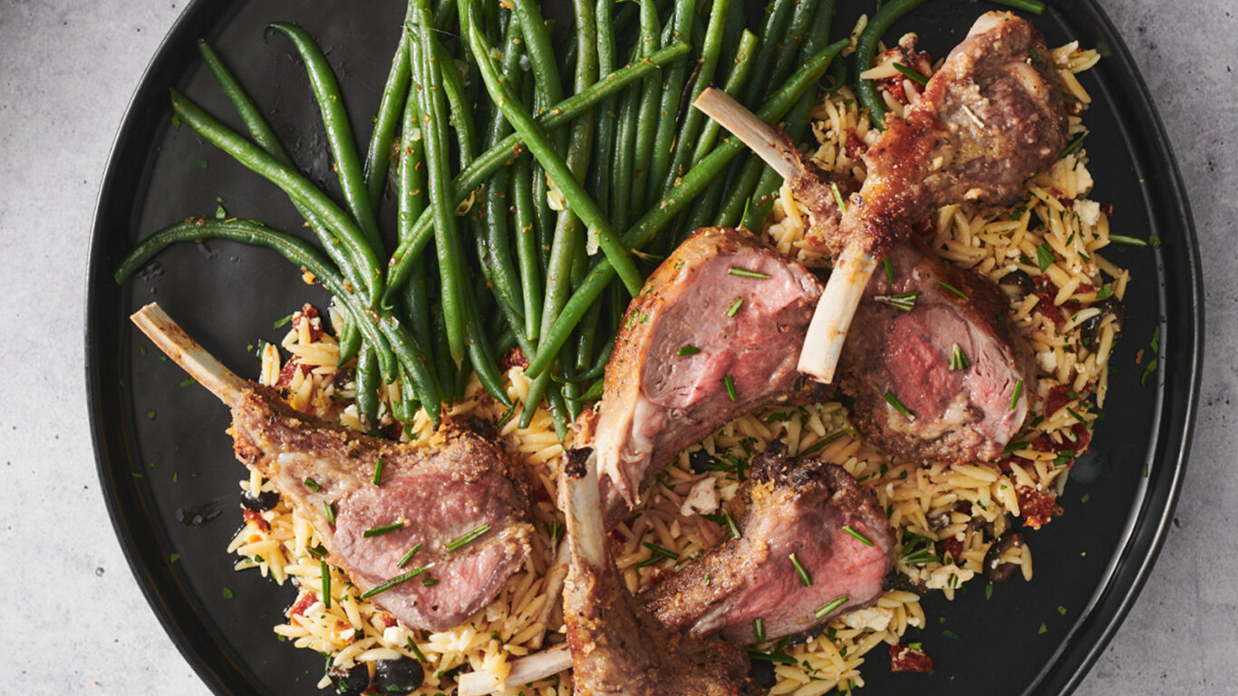 Rack of Lamb and Mediterranean Orzo Salad with Haricots… | PBS Food