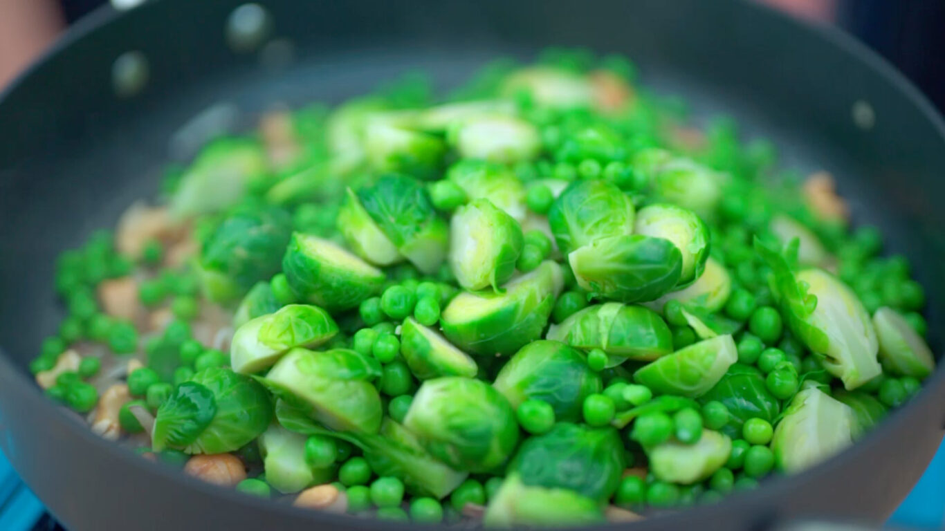 Brussels Sprouts with Peas and Cashew Nuts | PBS Food