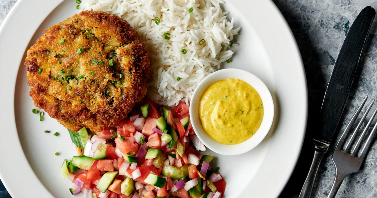 Cod Cake with Amba Sauce and Israeli Salad | PBS Food