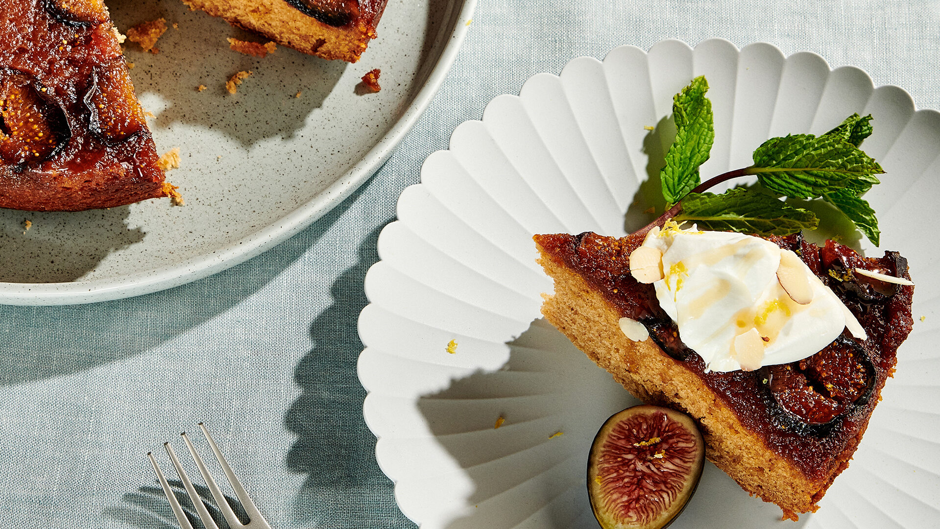 Fig Upside-Down Cake with Whipped Cream | PBS Food